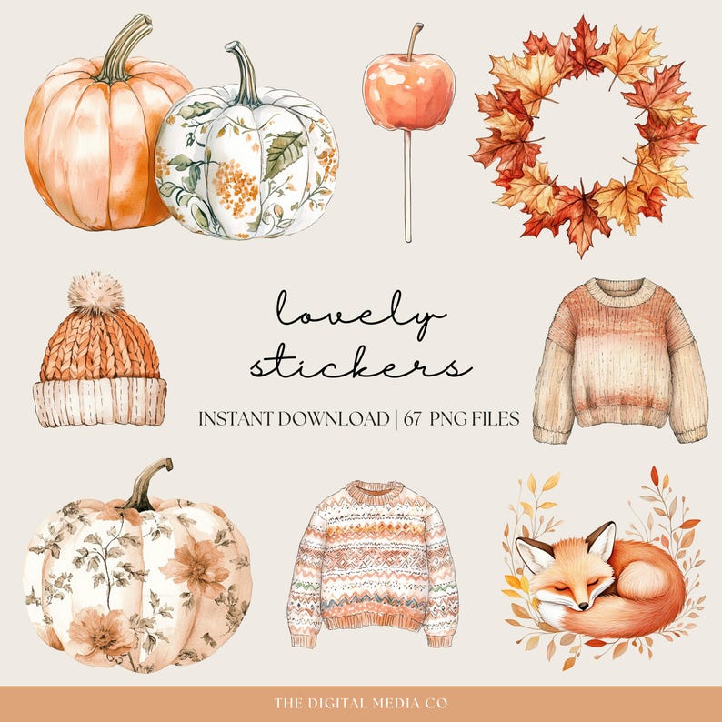 Dreamy Fall Digital Planner Stickers, Autumn Seasonal Stickers ...