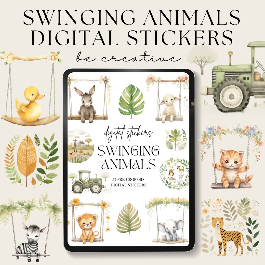 Swinging Animals Digital Planner Stickers | Sticker Book | Goodnotes ...