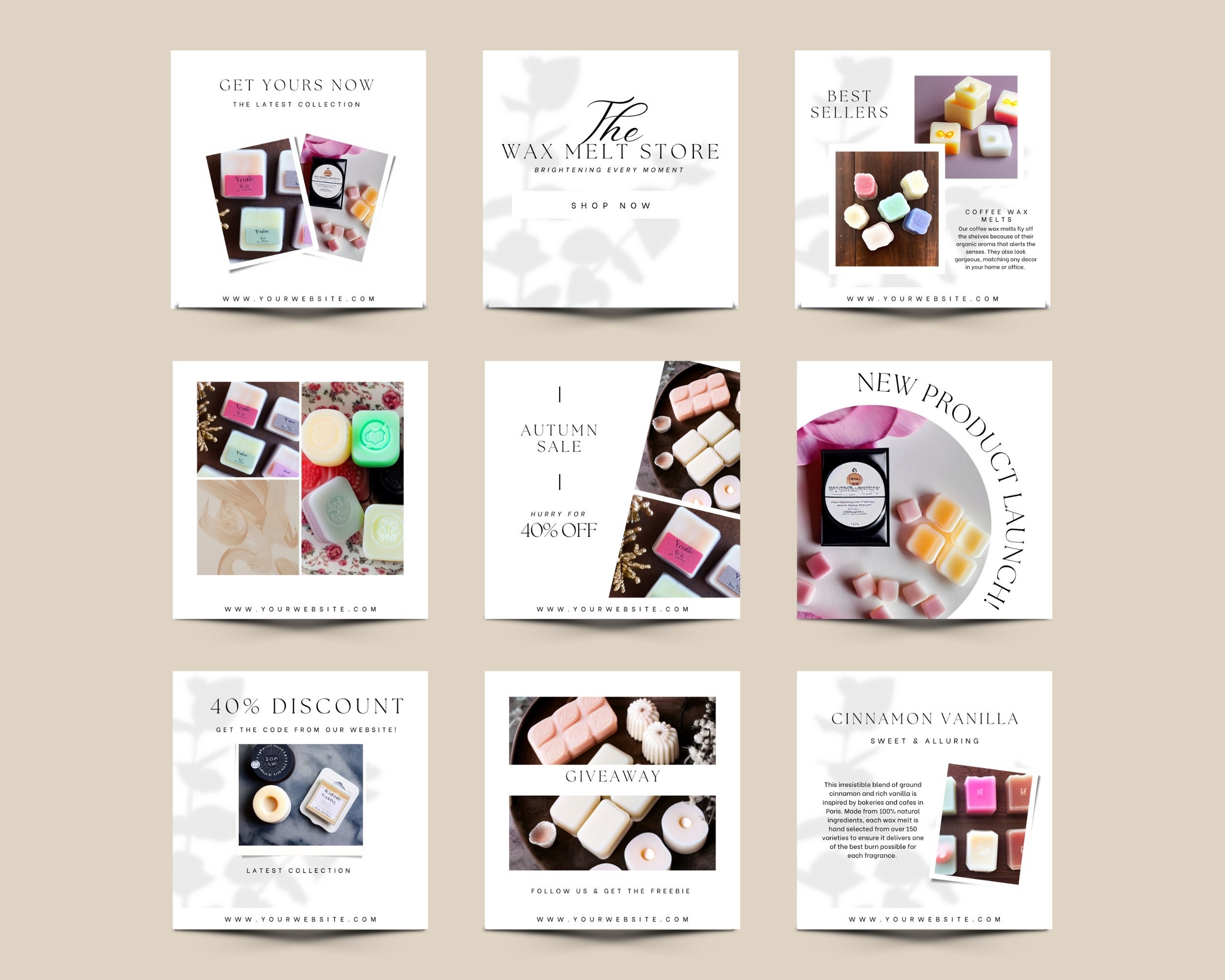 Wax Melt Instagram Templates Scented Wax Melt Social Media - Etsy