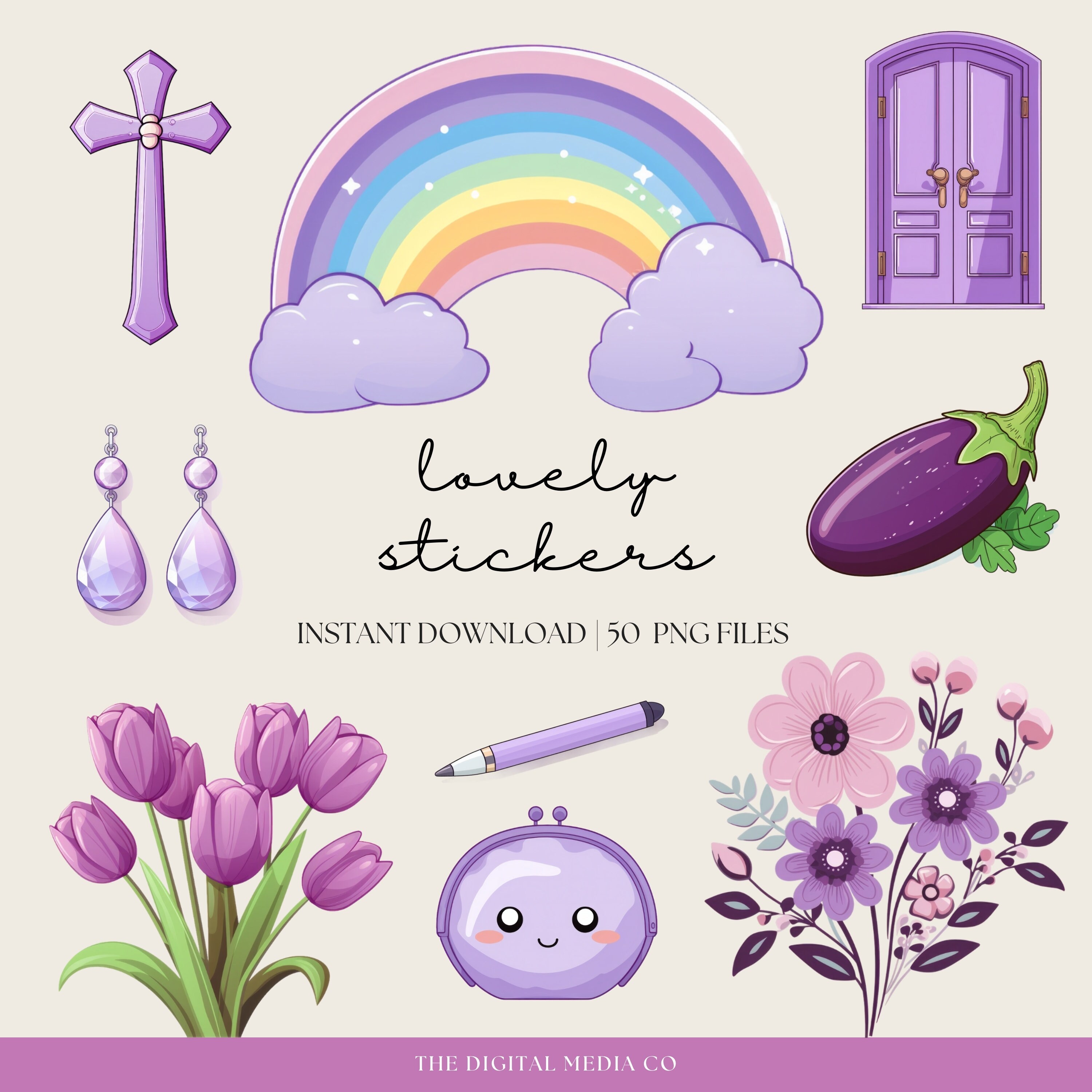 Purple Digital Planner Stickers, Lilac Sticker Book, Goodnotes Every ...