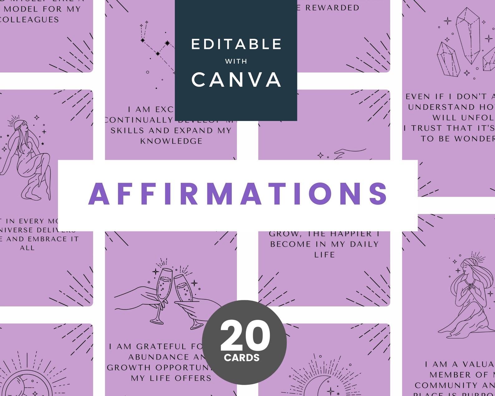 Affirmation Cards Template Canva Affirmation Station - Etsy