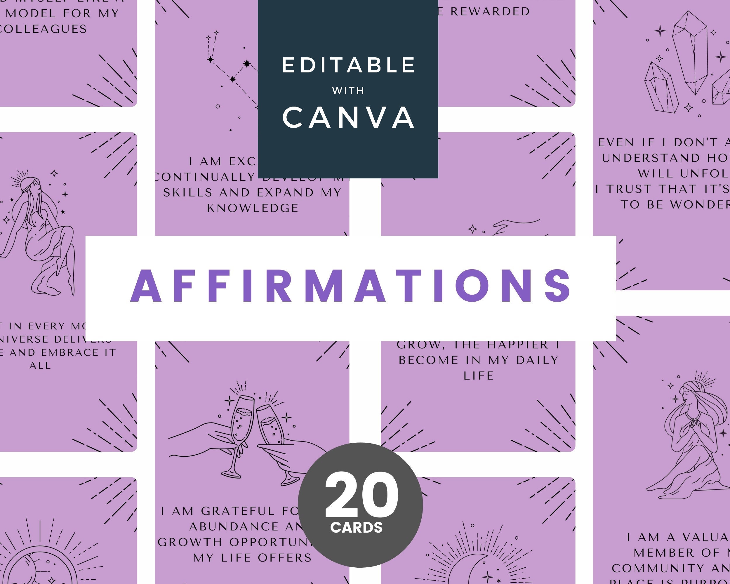Affirmation Cards Template Canva Affirmation Station - Etsy