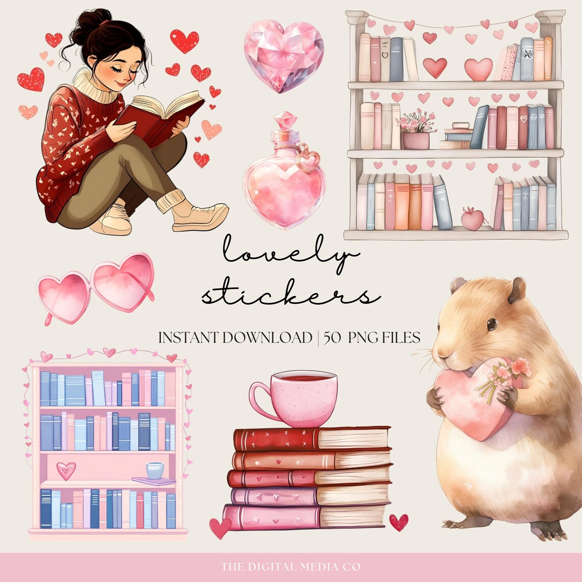 In Love With Books Digital Planner Stickers, Digital Sticker Book ...