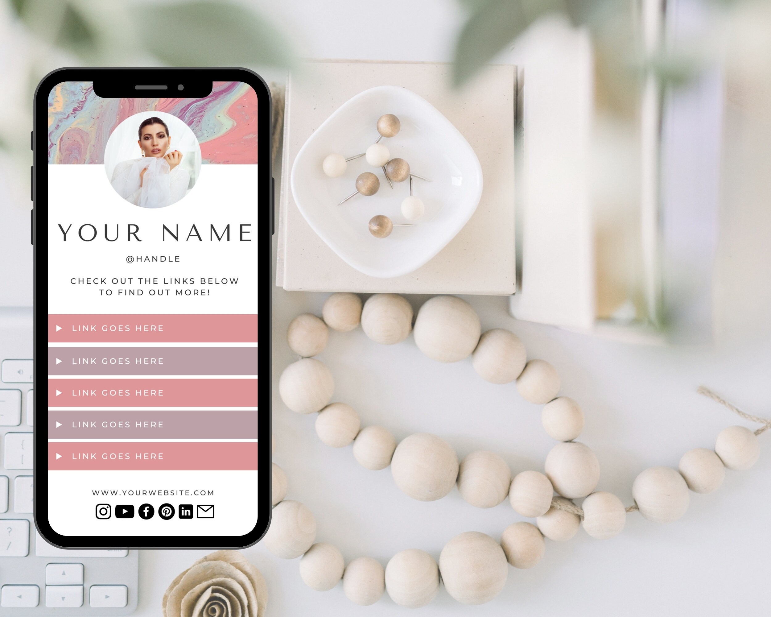 Canva Bio Template, Landing Page Social Media Bios, Linktree ...