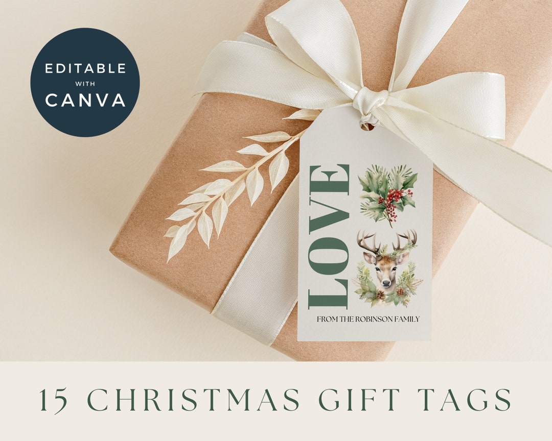 Editable Canva Christmas Tags, Printable Gift Note, Personalized Xmas ...