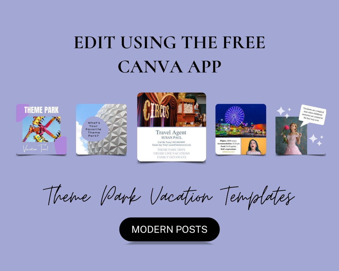 20 Theme Park Vacation Templates Canva Templates for Travel - Etsy
