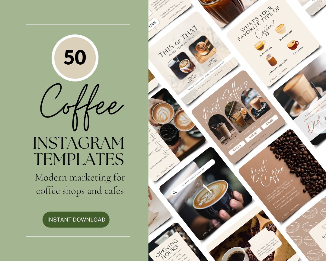 Coffee Instagram Templates, Cafe Social Media Posts, Canva Templates ...