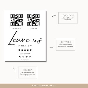Leave A Review Sign Canva Template, Business Template, Printable QR ...