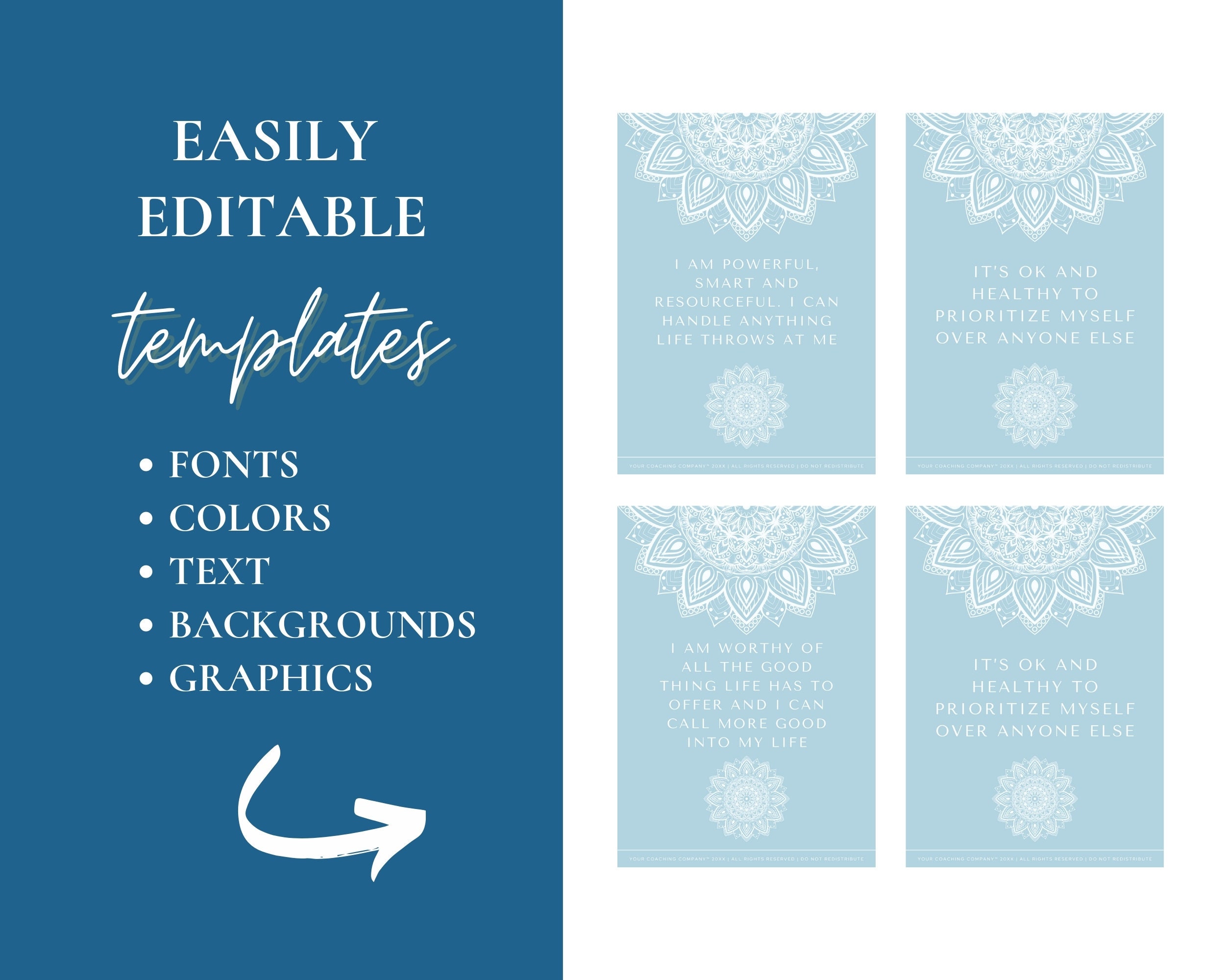 Affirmation Cards Template Canva Affirmation Station - Etsy