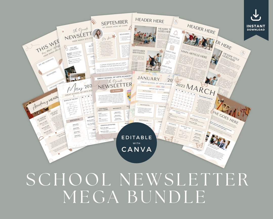School Newsletter Templates, Back to School Notes, Canva Email Bundle ...