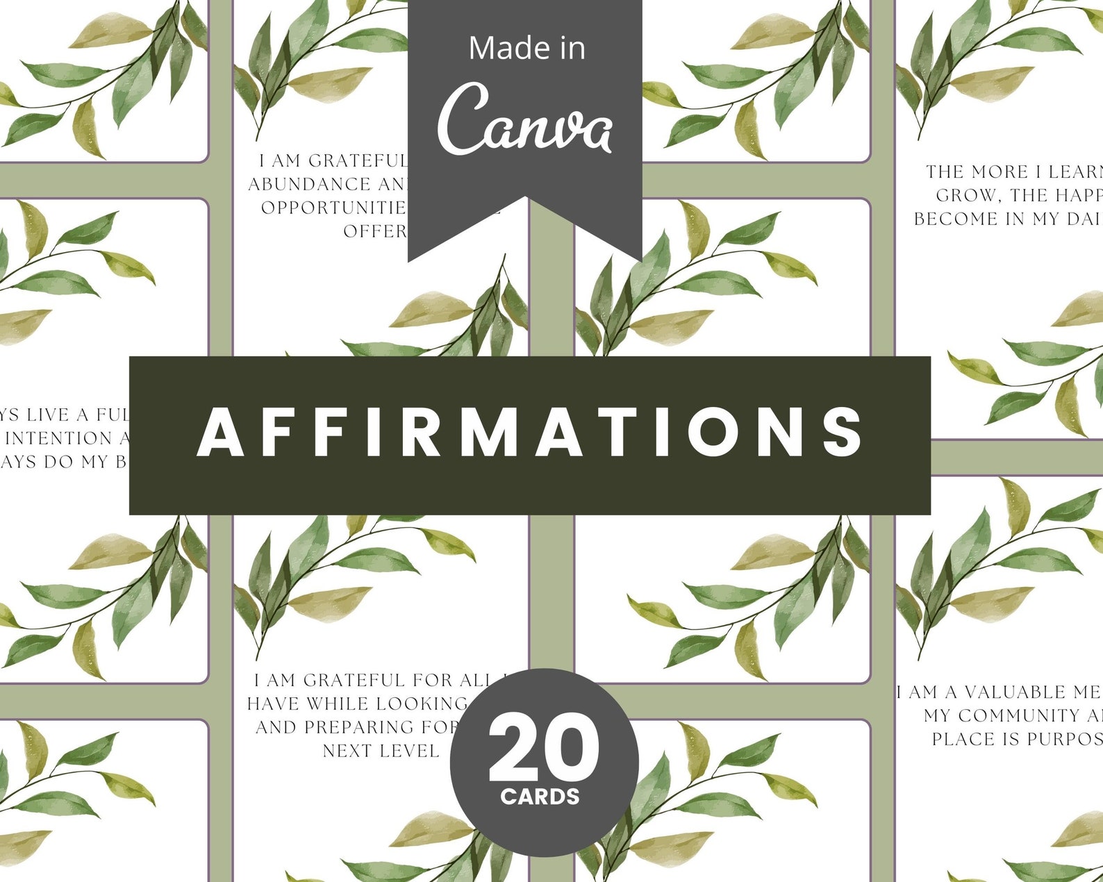 Affirmation Cards Template Canva Affirmation Station - Etsy
