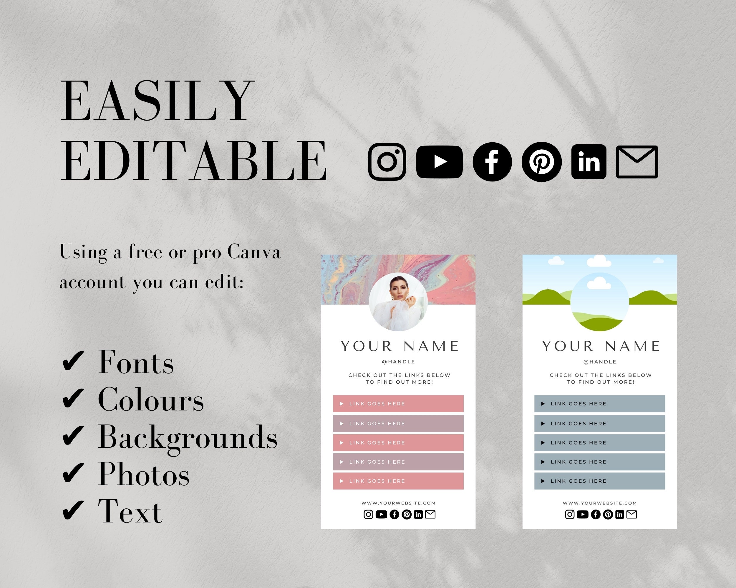 Canva Bio Template Landing Page Social Media Bios Linktree Etsy Canva Bio Template Landing Page Social Media Bios Linktree Etsy