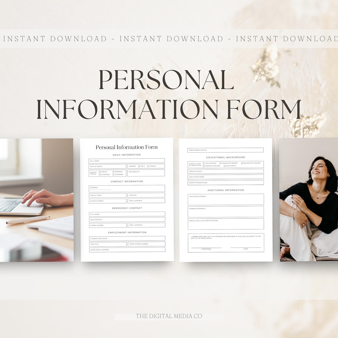 Personal Information Form, Editable Canva Document, Customizable ...