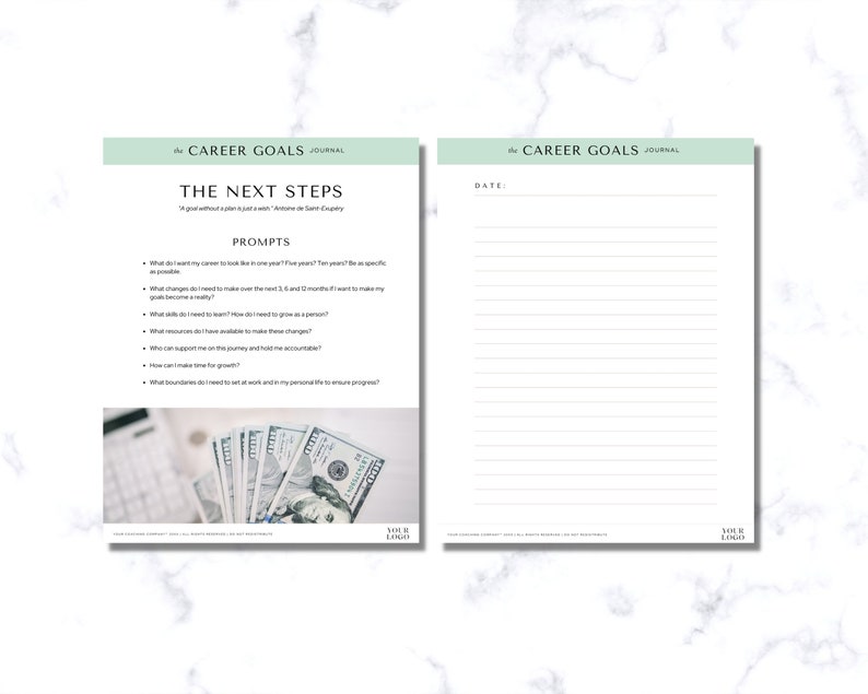 Career Goals Journal, Career Planner, Canva Career Plan Template ...