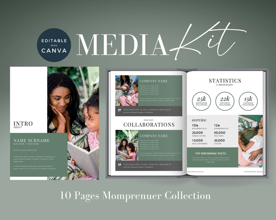 Media Kit Influencer Template Canva, Media Kit Canva Template, Media ...