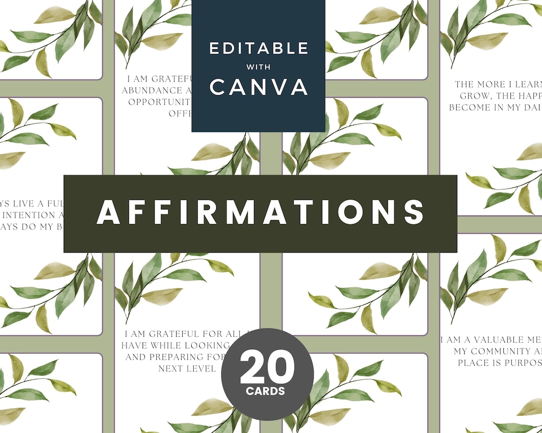 Affirmation Cards Template Canva, Affirmation Station, Printable ...
