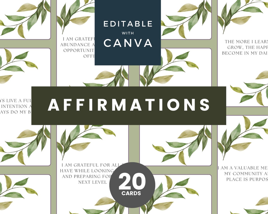 Affirmation Cards Template Canva Affirmation Station - Etsy