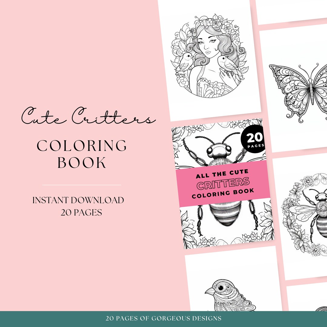 Bugs and Butterfly Coloring Pages | 20 Pages | Cute Coloring Pages ...