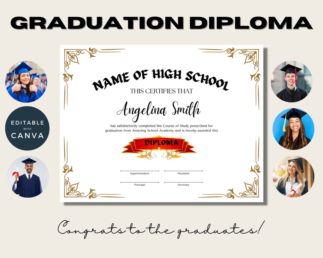 Graduate High School Diploma Template, General Equivalency Diploma ...