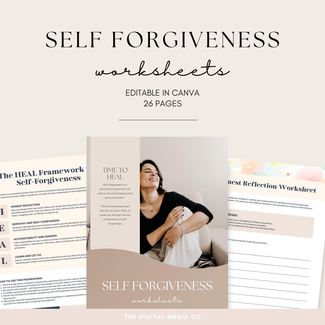 Self Forgiveness Worksheets, Healing Journal, Inner Peace Shadow Work ...
