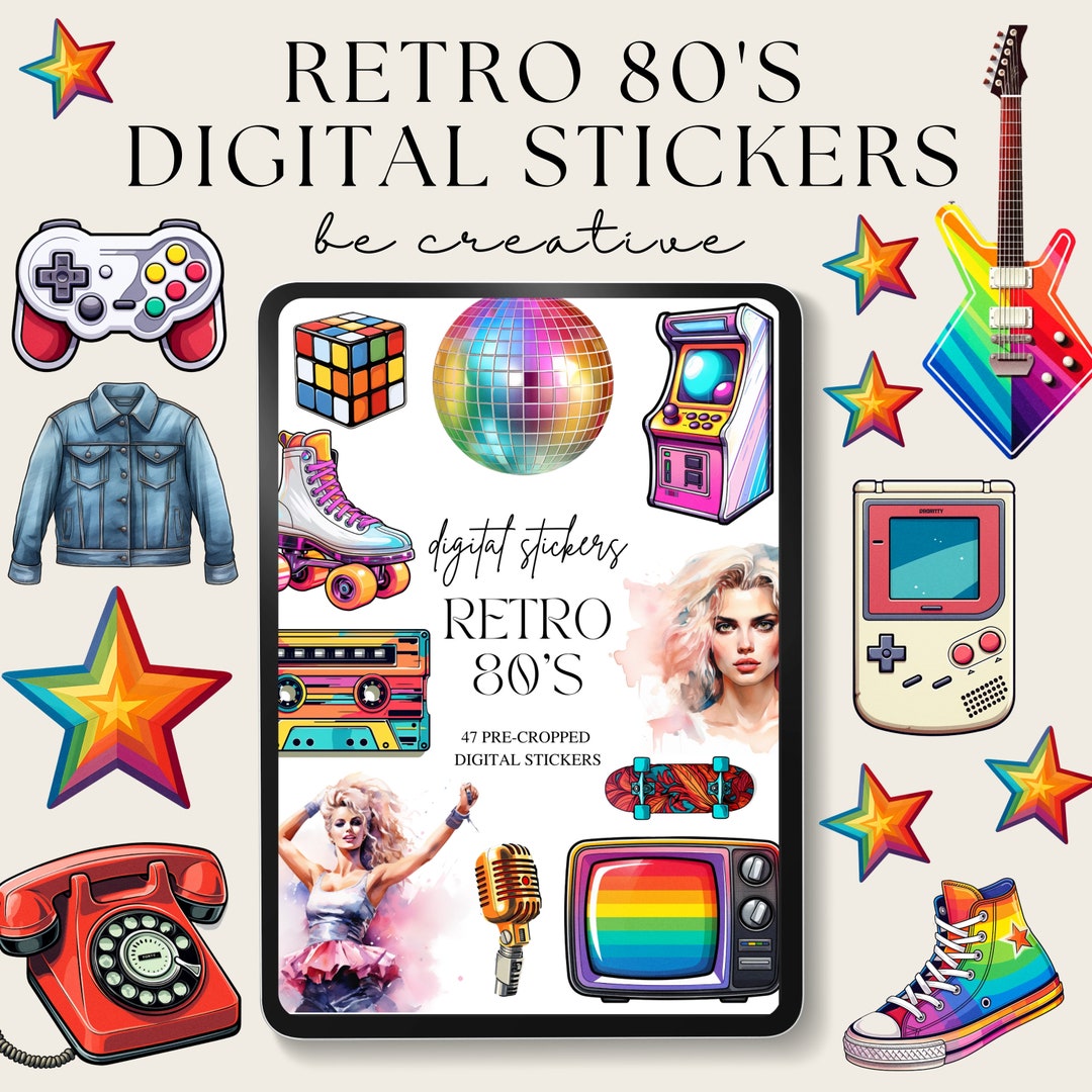 Retro 80's Digital Planner Stickers, Goodnotes Stickers, Disco Stickers ...