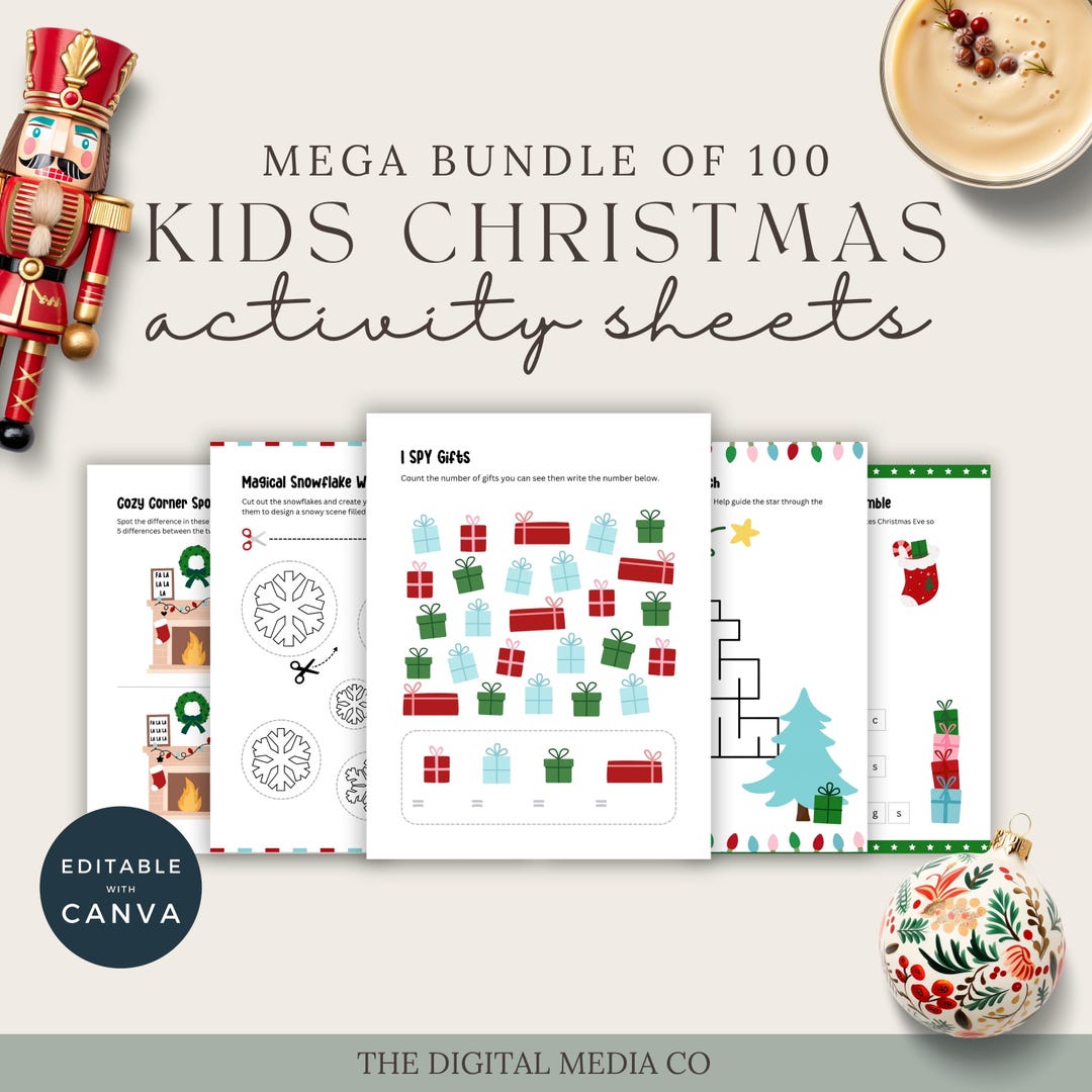 Kids Christmas Activity Sheets | 100-page Printable Mega Bundle ...