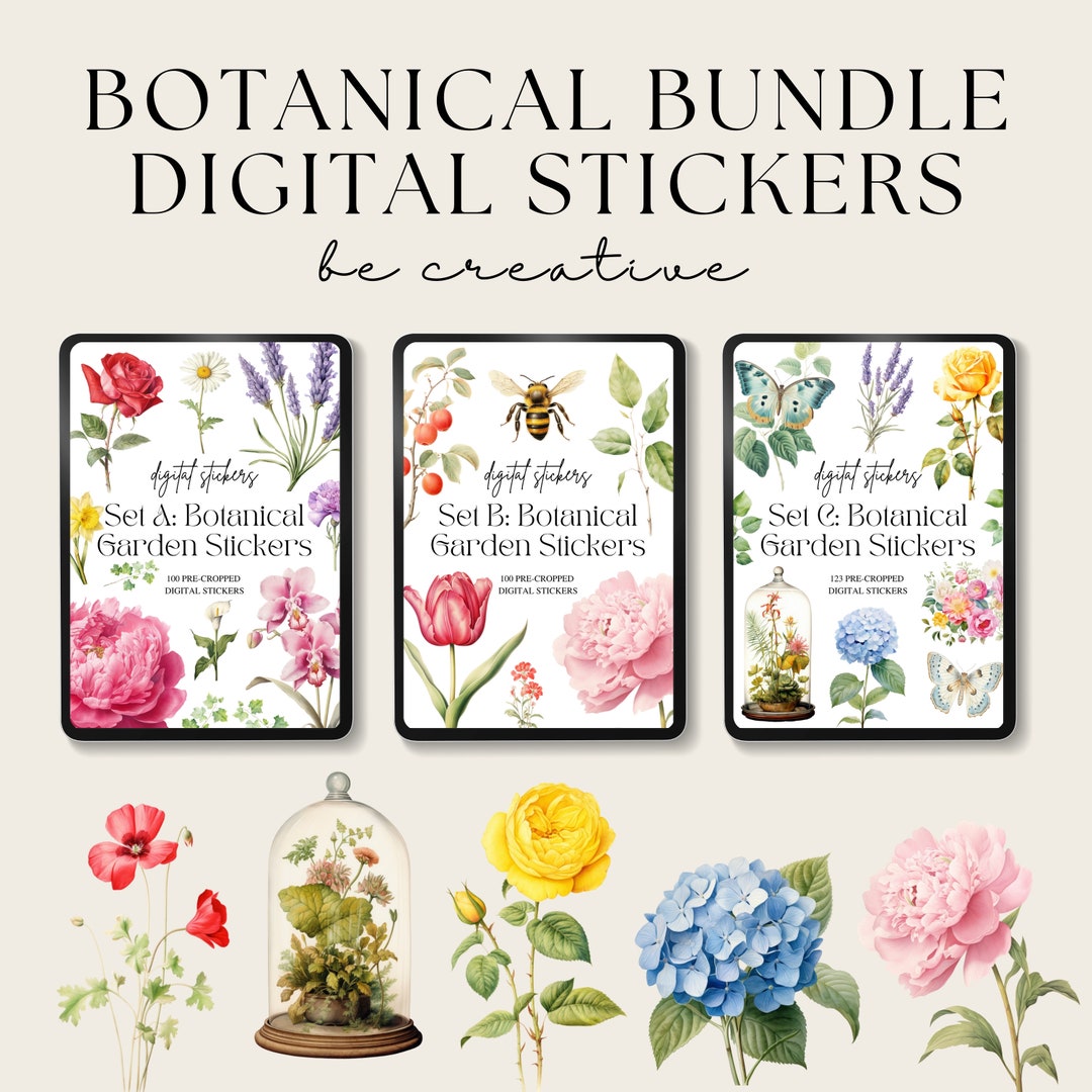 Printable Stickers Bundle | Flower Stickers | Tropical Botanics ...