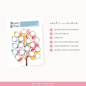 Worry Tree Sheet, Anxiety Worksheet Printable, Canva Page for Kids ...