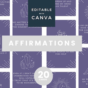Affirmation Cards Template Canva, Affirmation Station, Printable ...