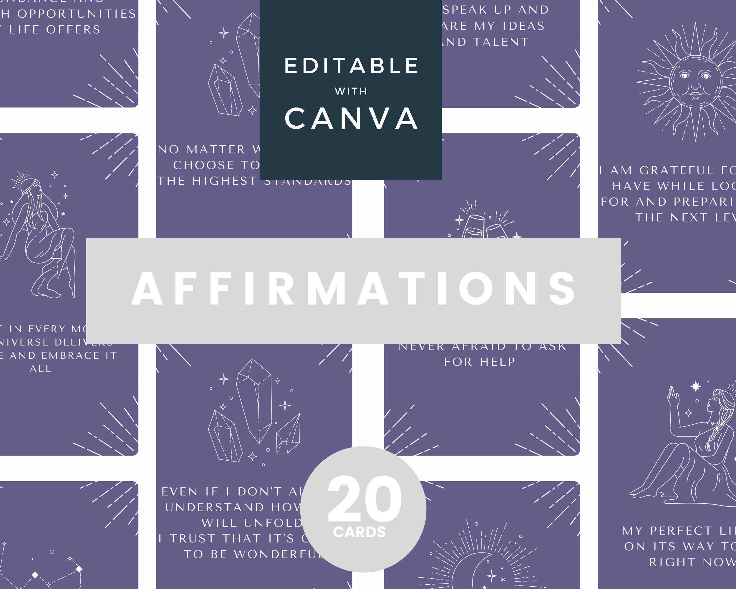 Affirmation Cards Template Canva, Affirmation Station, Printable ...