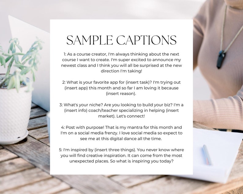 Course Creator Written Social Media Captions and Prompts, 50 Instagram ...
