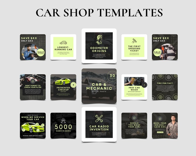 Mechanic Templates, Car Shop Social Media Posts, Canva Templates for ...