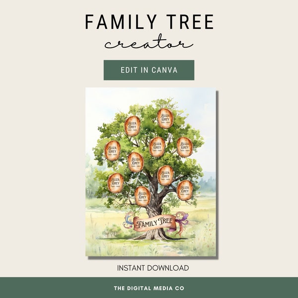 Canva Family Tree Template - Etsy