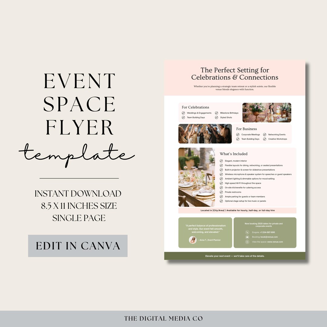 Event Space Flyer Template | Canva Editable Venue Flyer | Printable ...