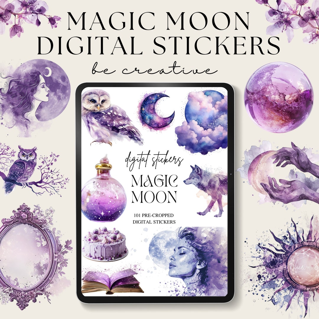 Magic Moon Digital Planner Stickers, Goodnotes Celestial Stickers, Png ...