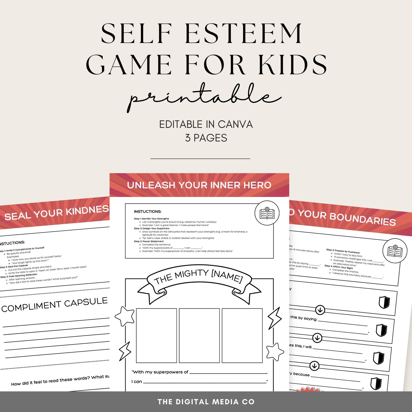 Self Esteem Game for Kids Printable – Confidence Building Worksheets ...