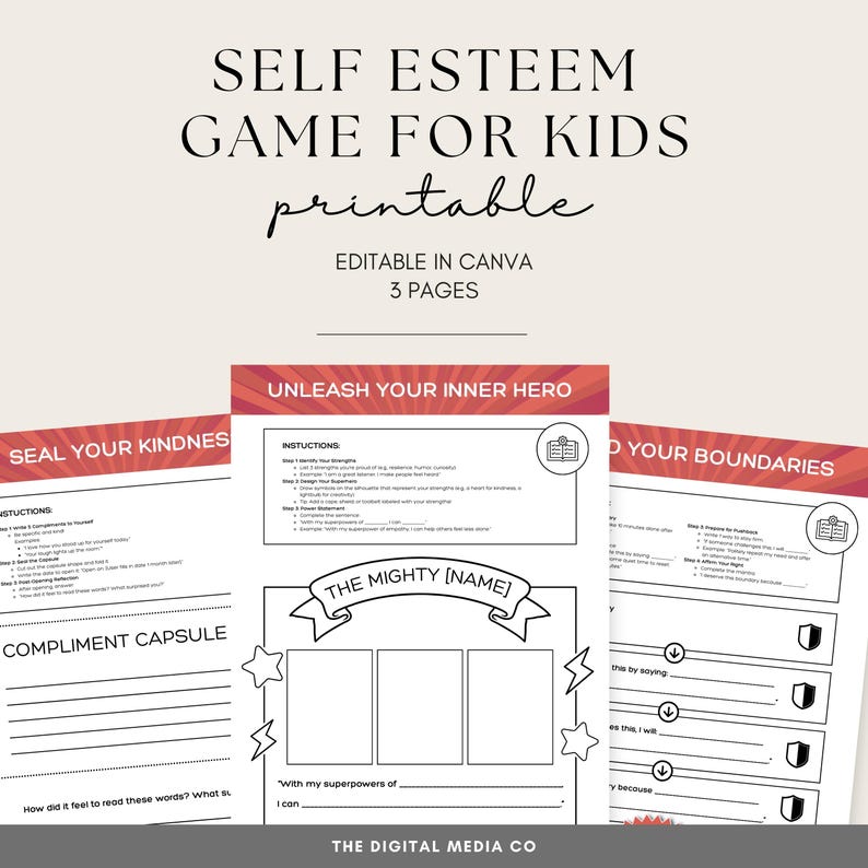 Self Esteem Game for Kids Printable – Confidence Building Worksheets ...