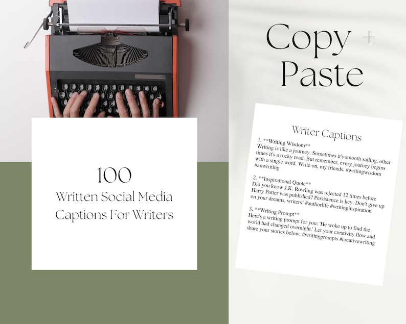 Written Social Media Captions for Writers, Author Marketing, Instagram ...