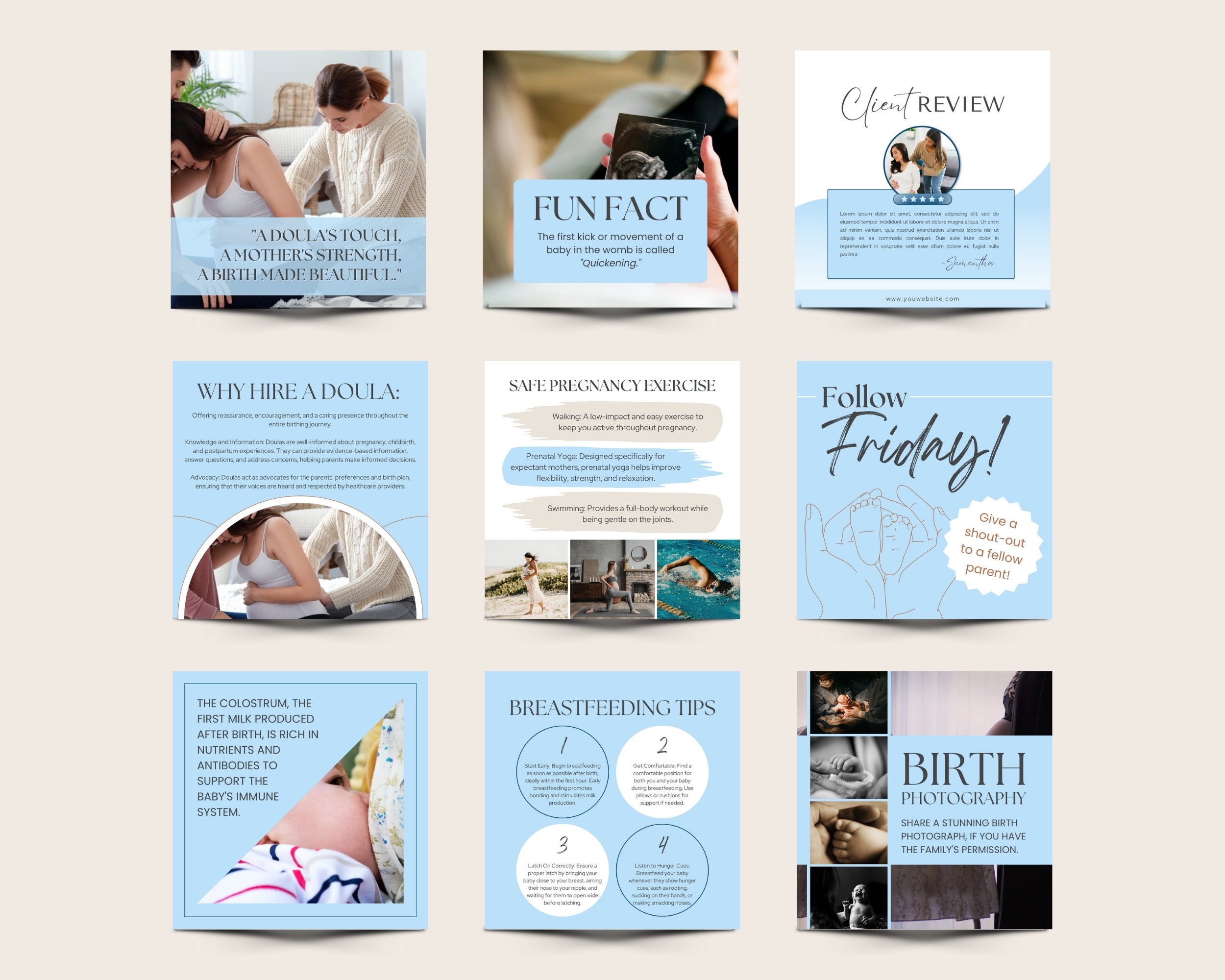 Doulas Instagram Templates, Midwives Marketing, Birth Coach Social ...