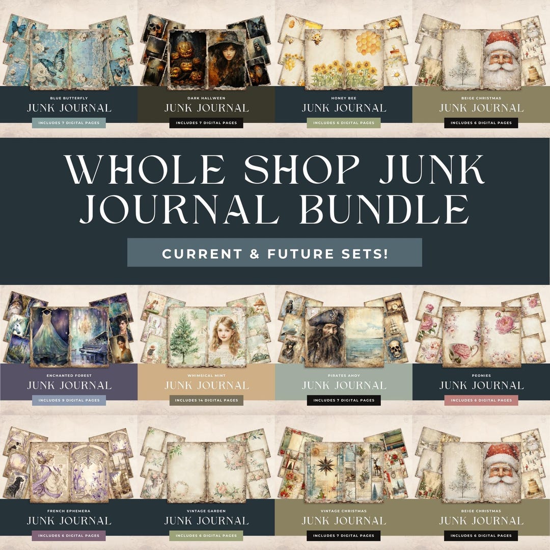 Whole Shop Junk Journal Bundle, Entire Shop Pass, Printable Digital ...