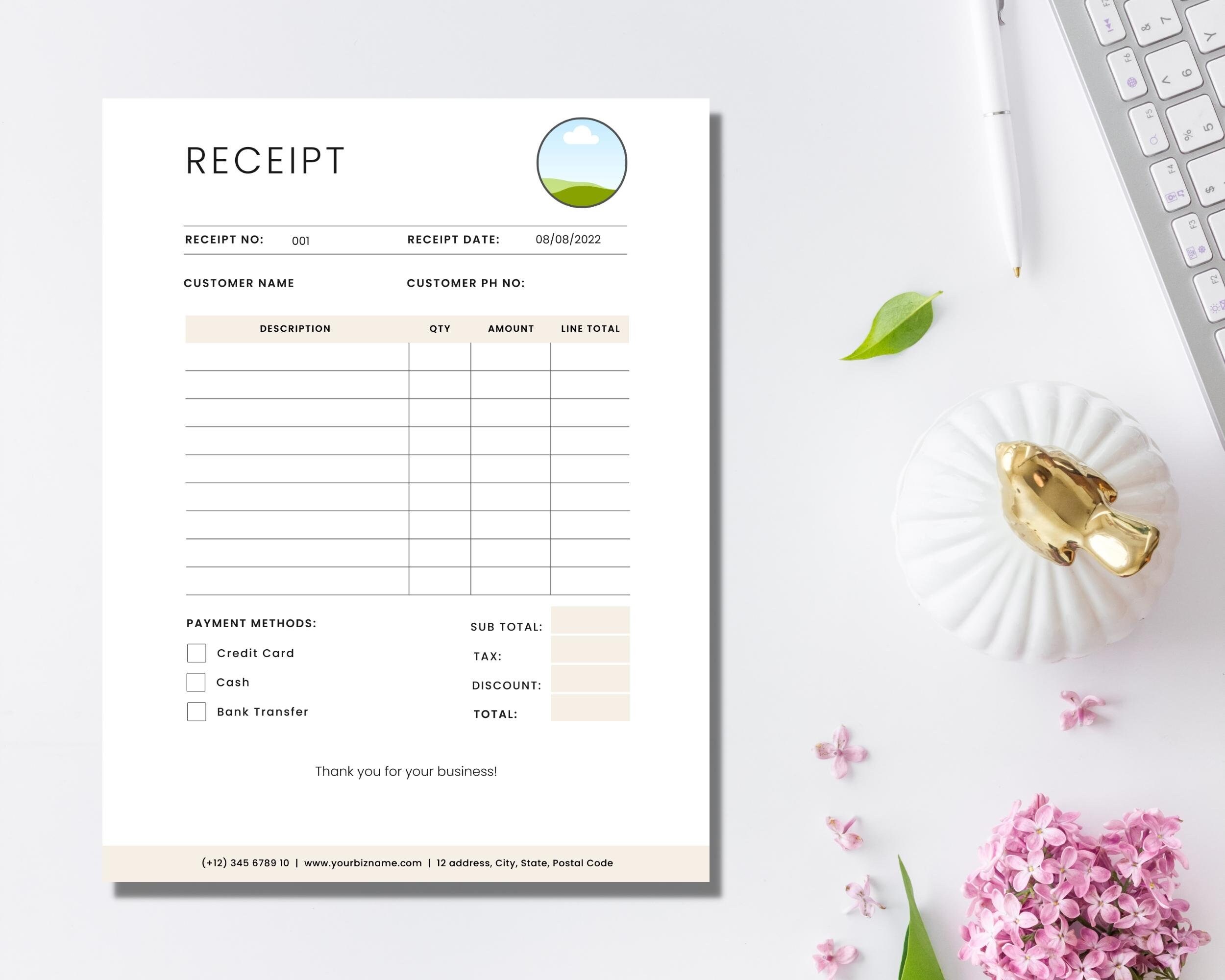 Receipt Template, Small Business Template Bundle, Modern Client Receipt ...
