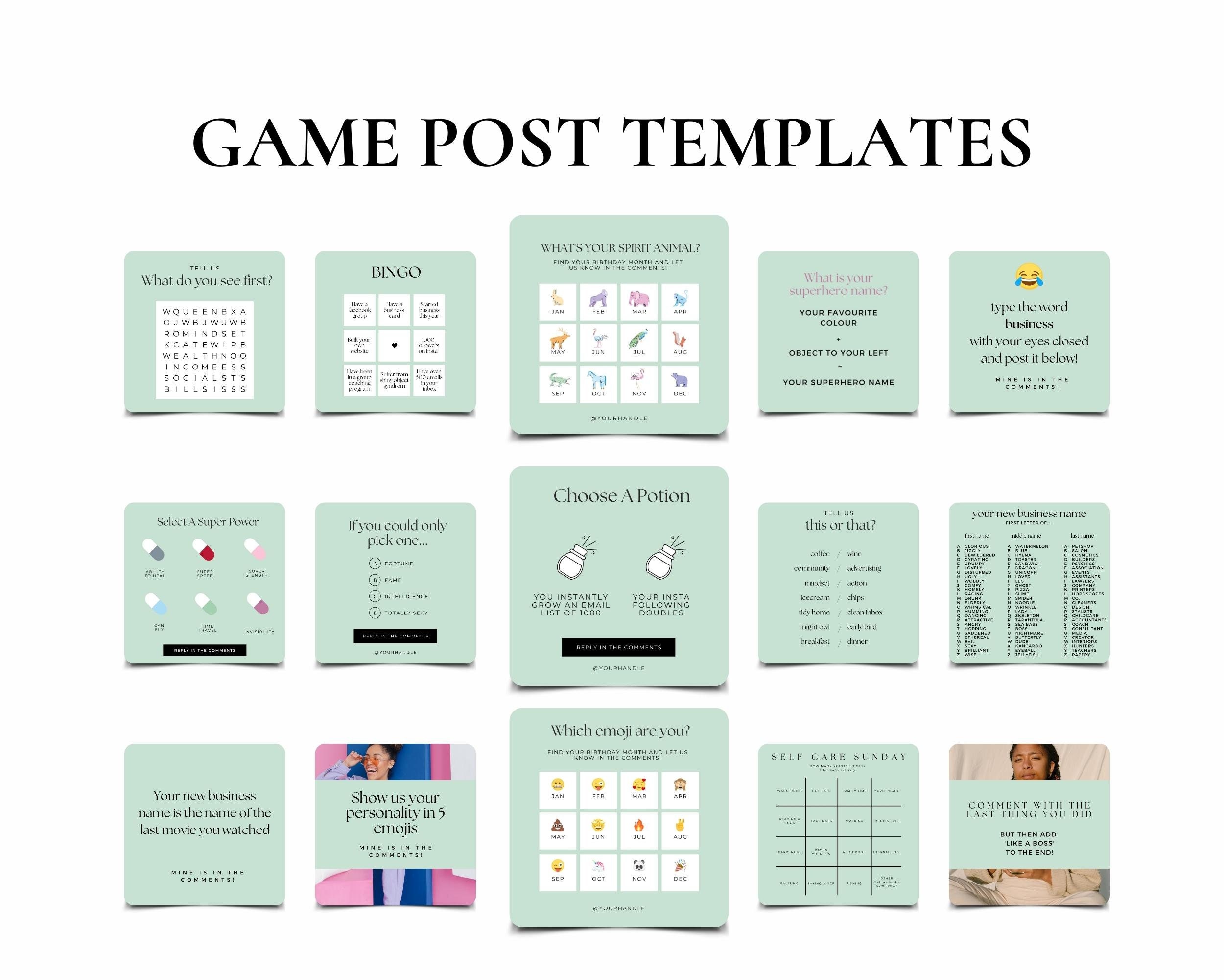 20 Viral Game Instagram Posts Social Media Challenge - Etsy