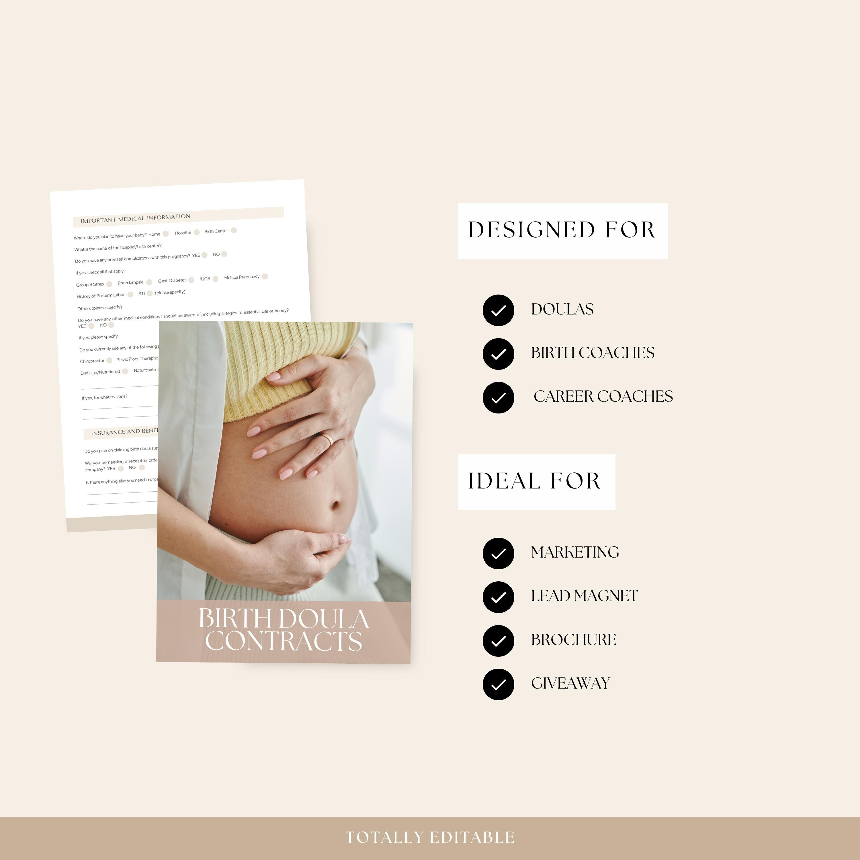 Editable Birth Doula Forms and Contracts Package, Doula Client ...