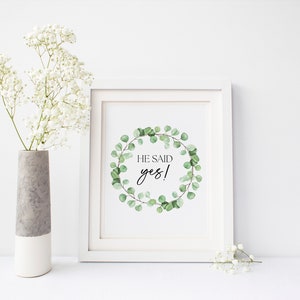 He Said Yes Sign, Printable Engagement Sign, Just Engaged Sign, Canva ...