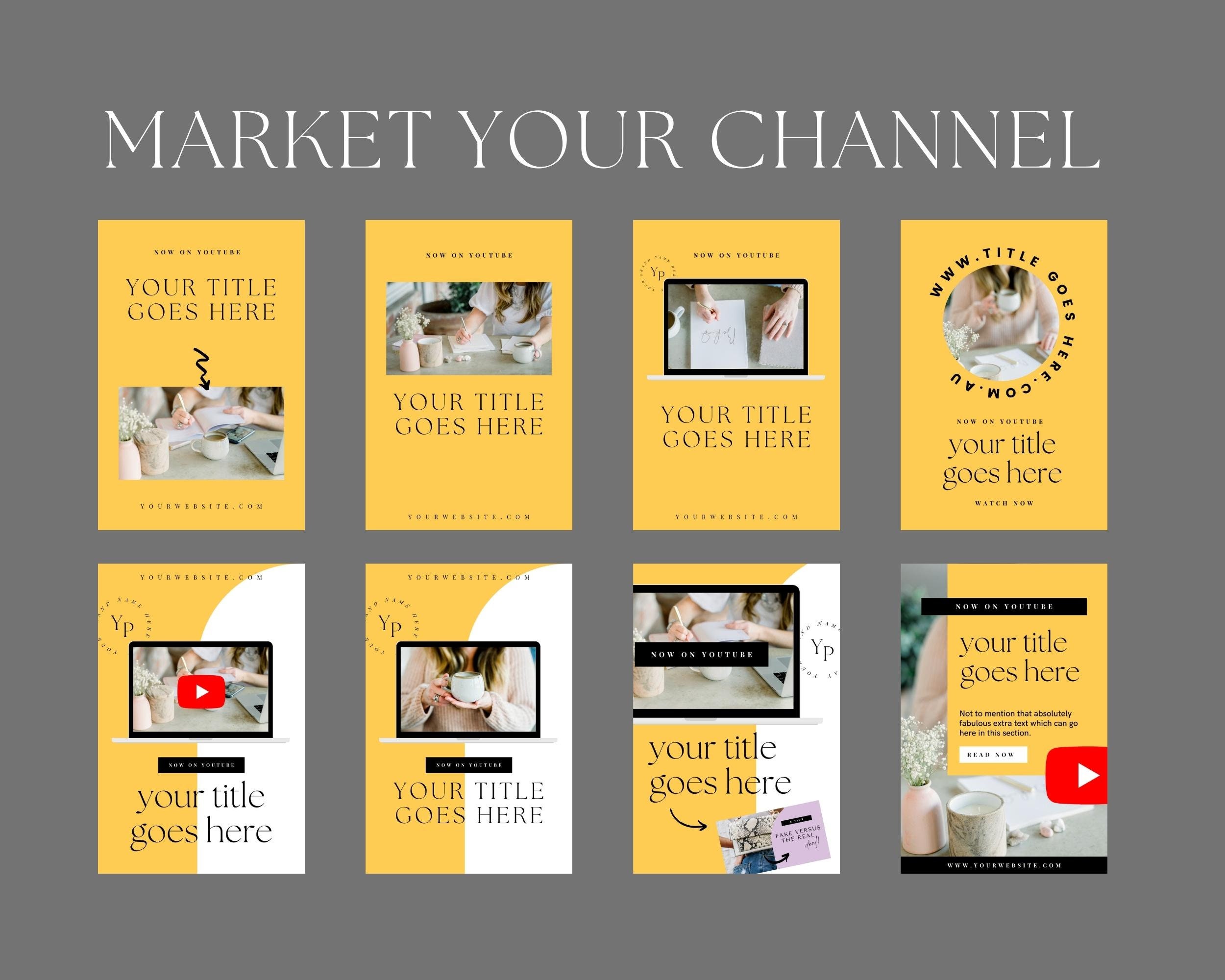 Pinterst Templates for Youtube, Canva Vlog Branding Templates, Youtube ...