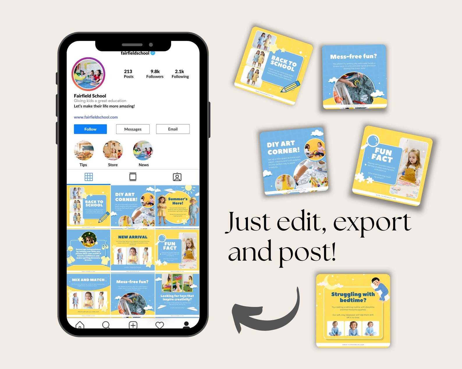 Bright School Instagram Posts, Educational Social Media, Templates ...