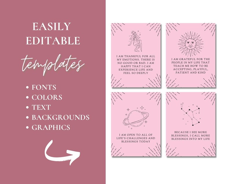 Affirmation Cards Template Canva Affirmation Station - Etsy