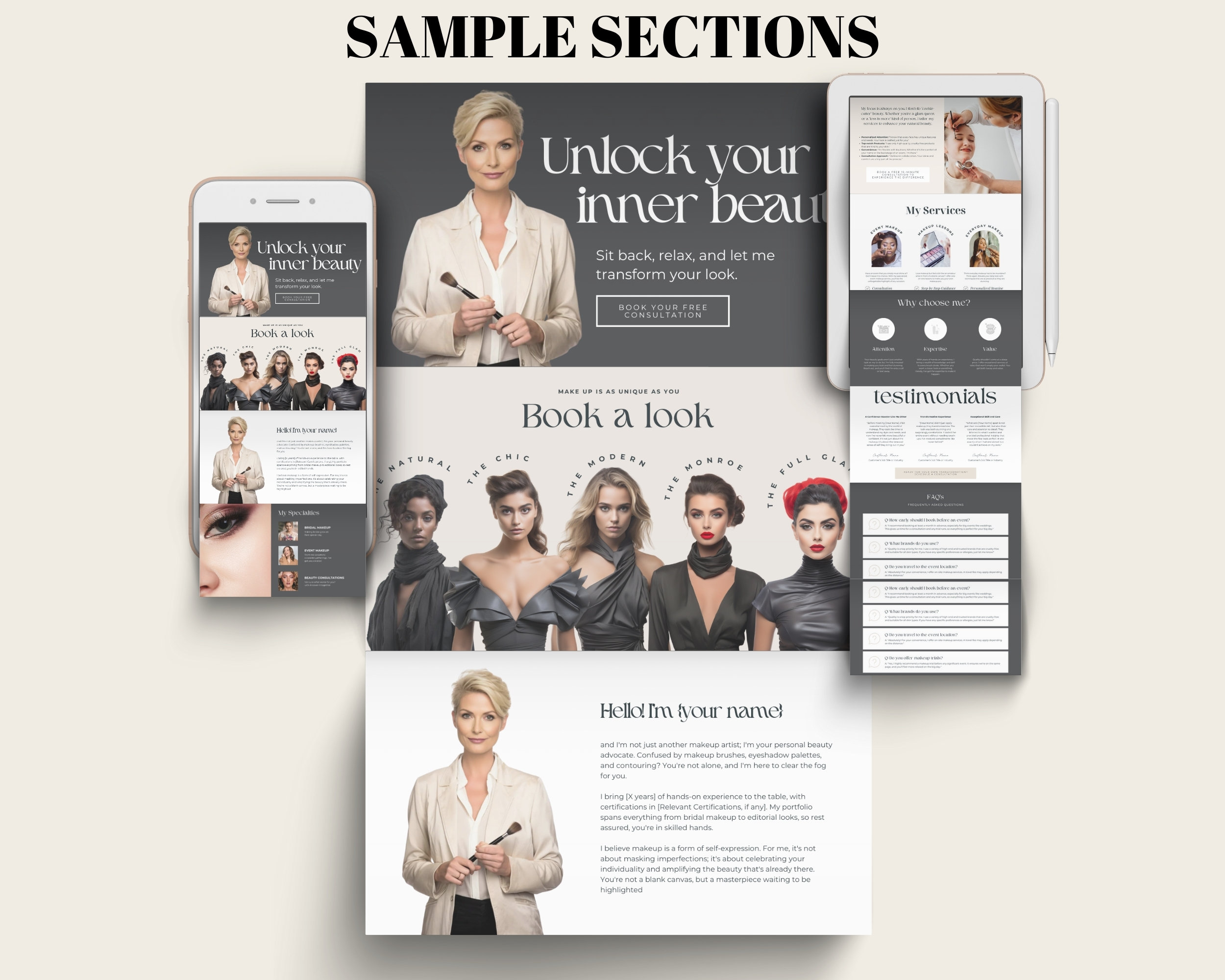 Make-up Designer Canva Template, Canva Website Template, Canva Makeup ...