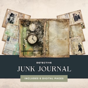 Detective Junk Journal Kit Mixed Media, Green Scrapbook Resource, Who ...