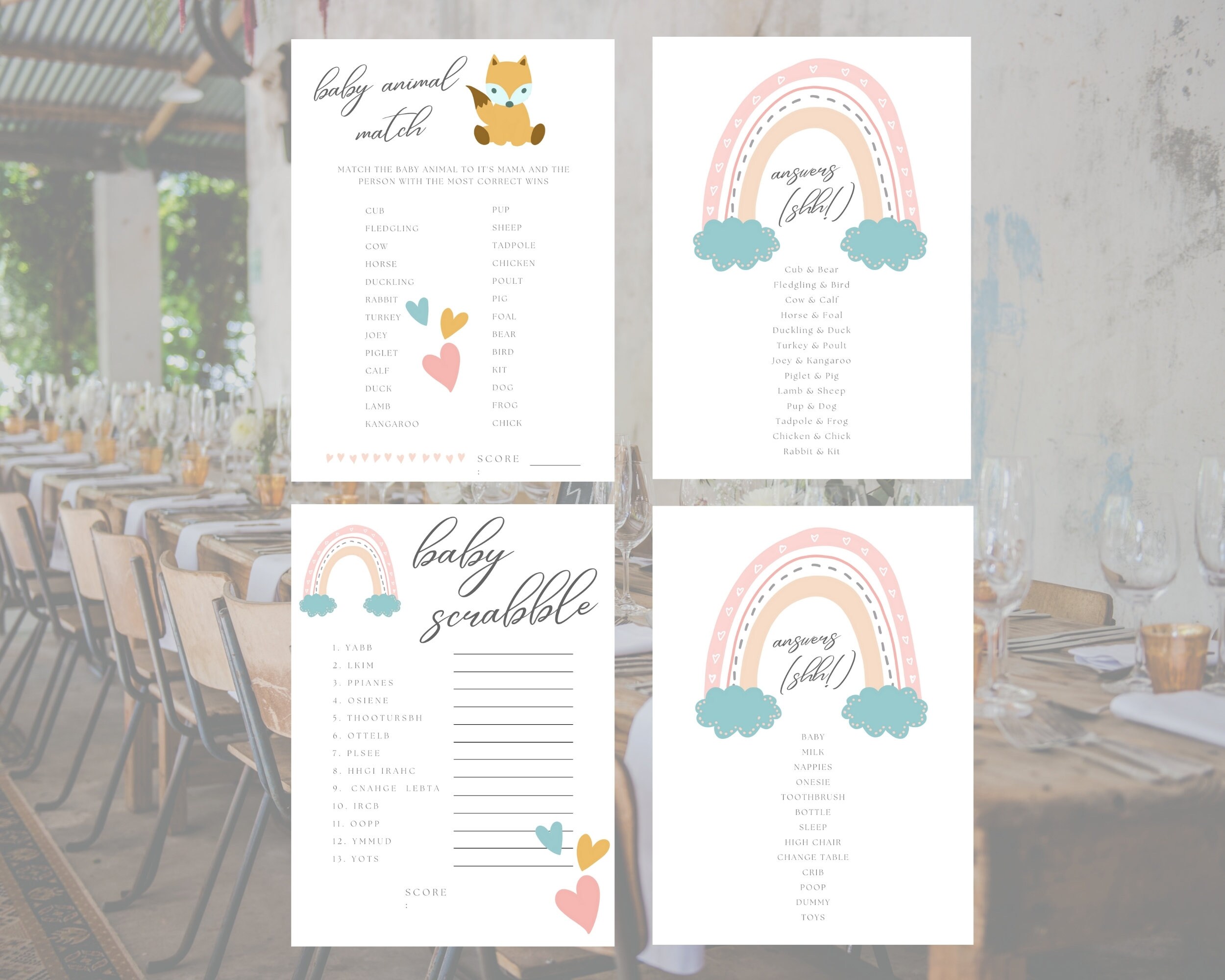 Editable Baby Shower Games, Boho Baby Shower Games Bundle, Baby Games ...